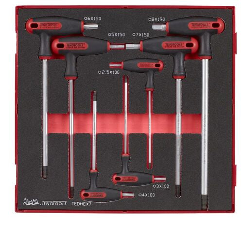 TENG TOOLS TEDHX7 7 Pce Ball Point T-Handle Metric Hex Ket Set – SA ...