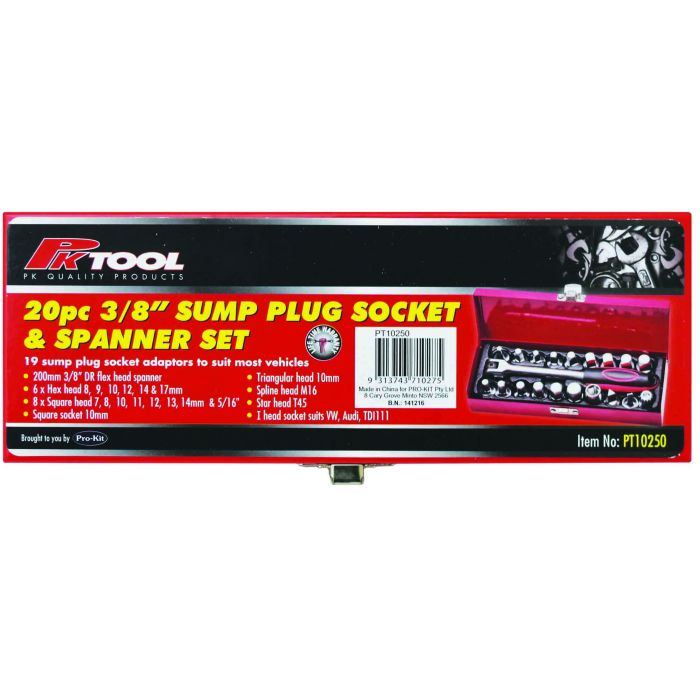 PK Tool PT10250 20pce 3/8" DR Sump Plug Socket Set – SA Alltools