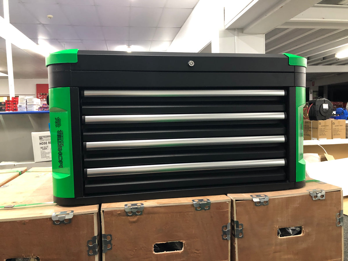 MONSTER TOOLS MBTB4L Large 4 Drawer Tool Box with Bumper. Professional ...
